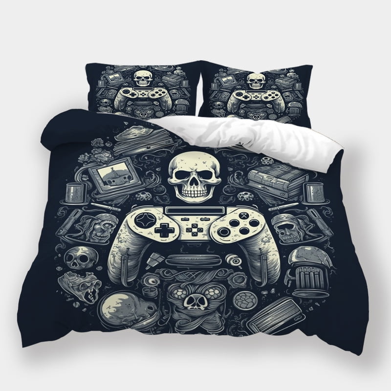 2/3pcs Gamepad Skull Urban Decay Painting Comforter Cover Set Boy Man ...