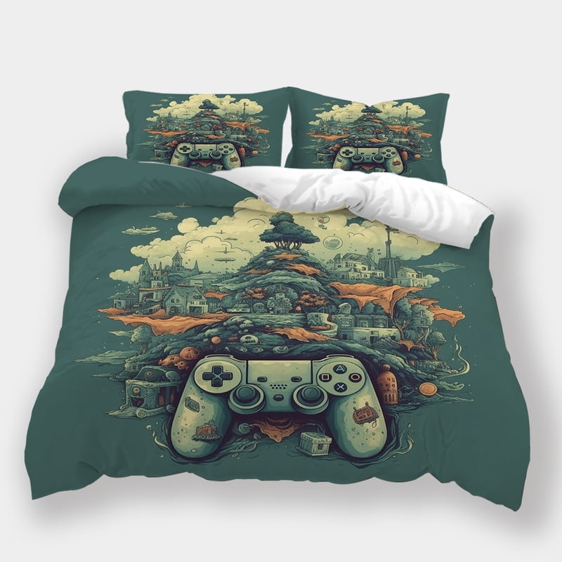 2/3pcs Gamepad Skull Urban Decay Painting Comforter Cover Set Boy Man ...