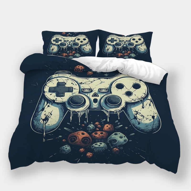 2/3pcs Gamepad Skull Urban Decay Painting Comforter Cover Set Boy Man ...