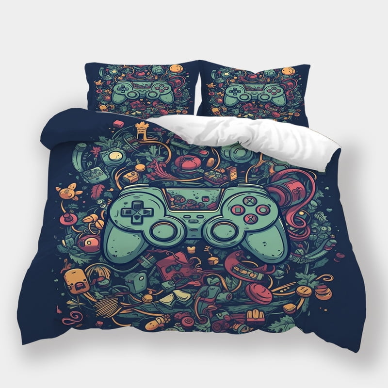 2/3pcs Gamepad Skull Urban Decay Painting Comforter Cover Set Boy Man ...