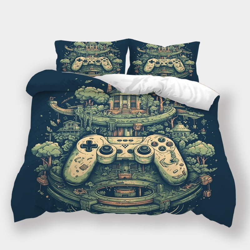 2/3pcs Gamepad Skull Urban Decay Painting Comforter Cover Set Boy Man ...
