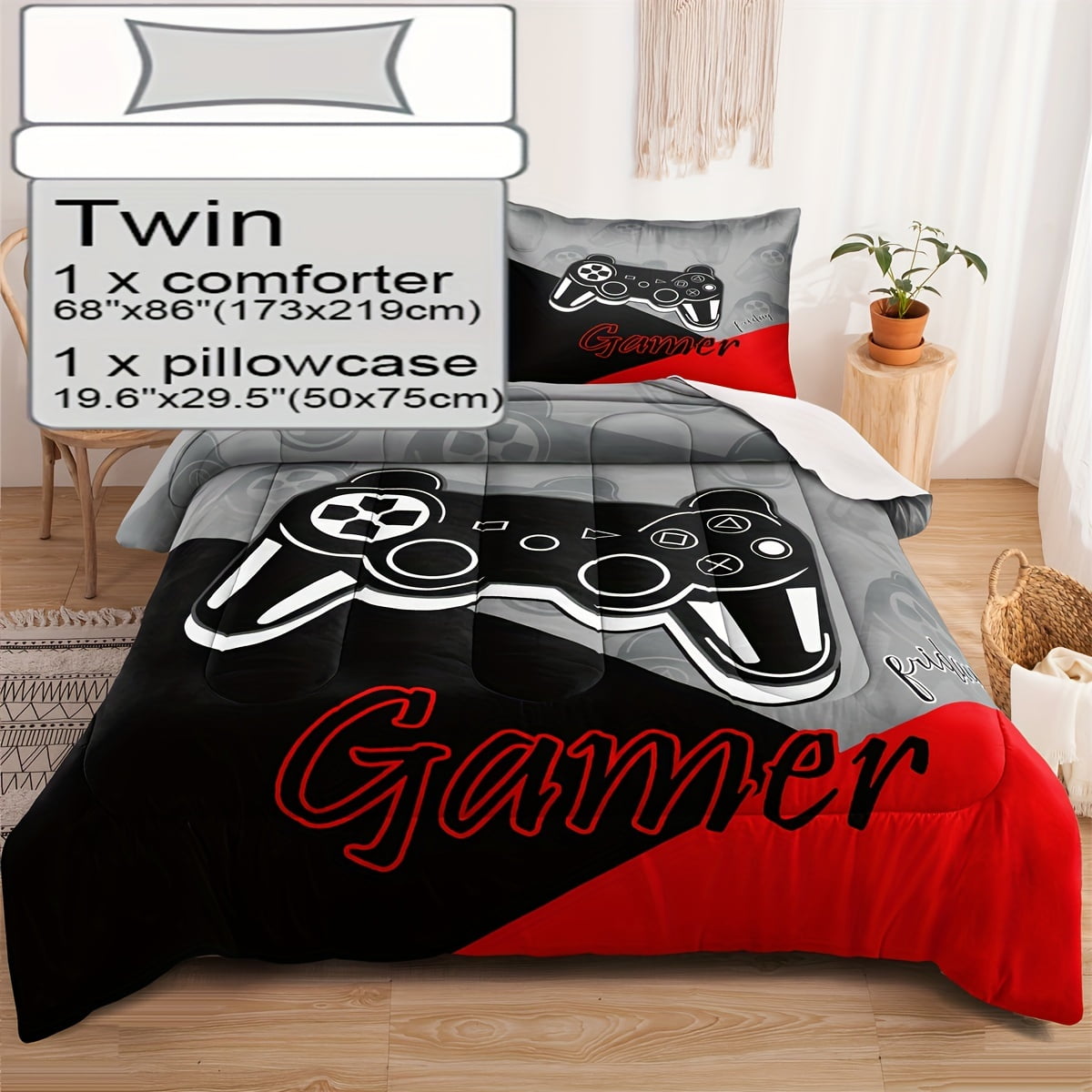 2/3pcs Gamer Comforter Sets Modern Bedding Set For Boys Teens Gaming Bedding Set, Gamepad ...