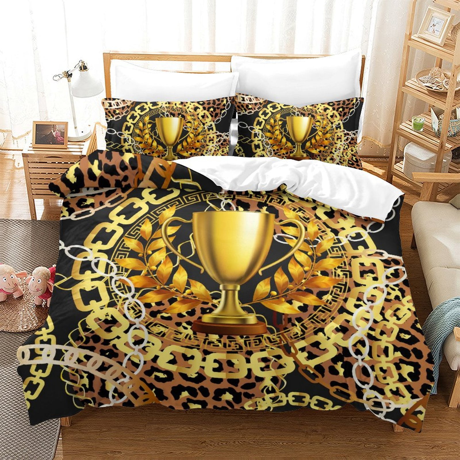 2/3pcs Home Bedding Set Trophy Printed Duvet Cover Quilt Cover Set ...
