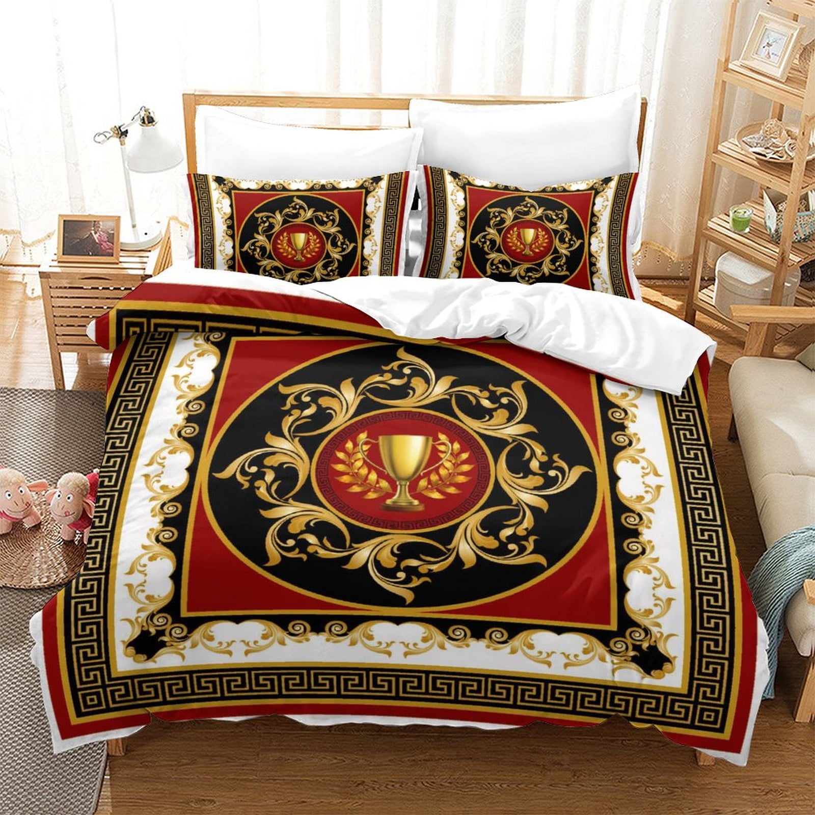 2/3pcs Home Bedding Set Trophy Printed Duvet Cover Quilt Cover Set ...