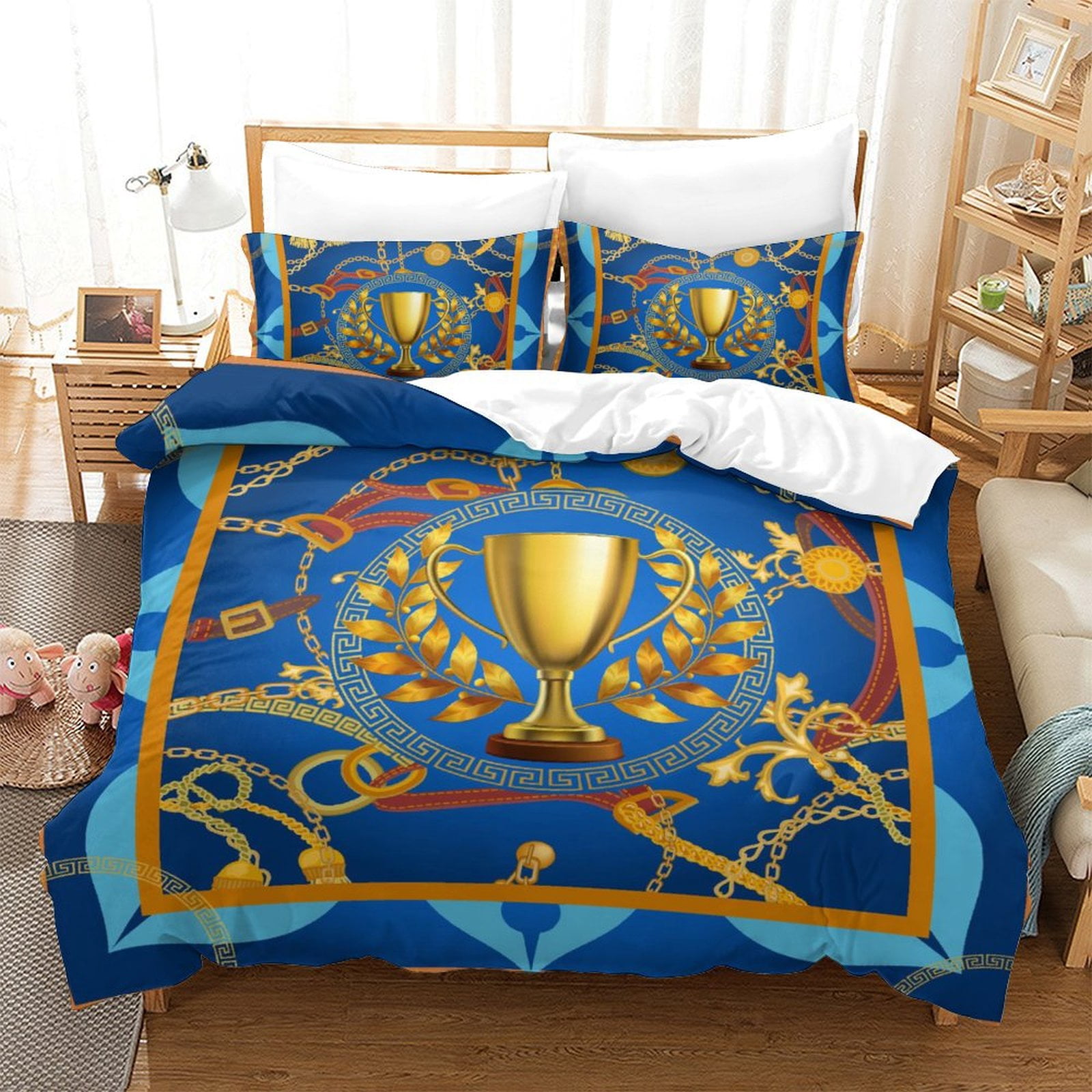 2/3pcs Home Bedding Set Trophy Printed Duvet Cover Quilt Cover Set ...