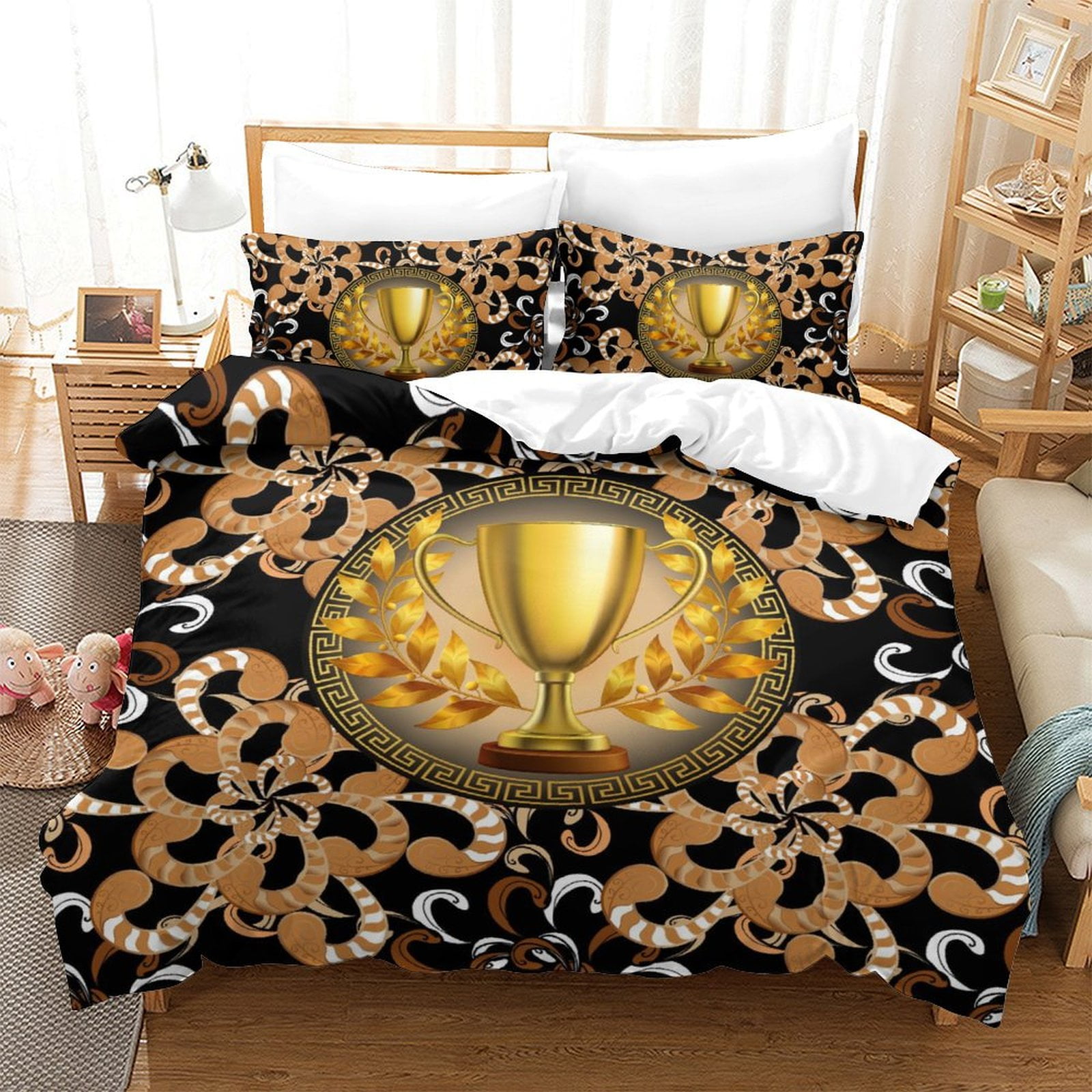 2/3pcs Home Bedding Set Trophy Printed Duvet Cover Quilt Cover Set ...