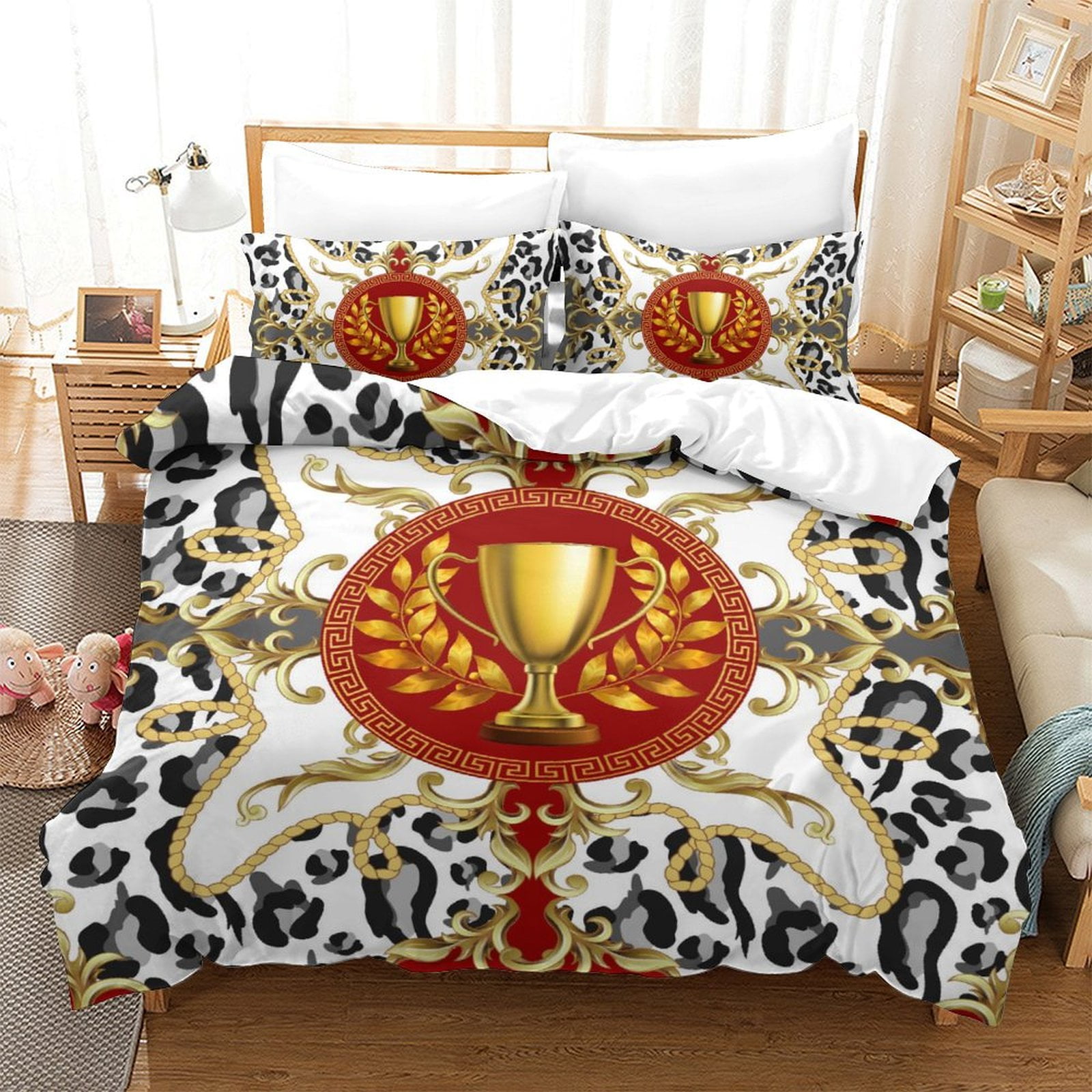 2/3pcs Home Bedding Set Trophy Printed Duvet Cover Quilt Cover Set ...