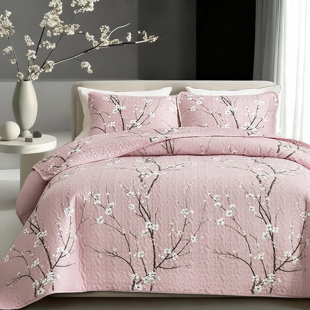 2/3pcs Multicolour Tree Branch Plum Blossom Quilted Quilt, Soft ...