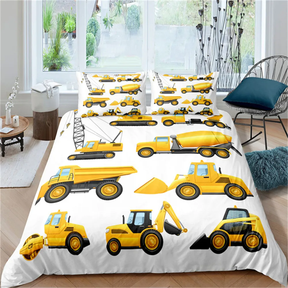 2/3pcs Simple Cartoons Car Bedding Set High Quality Child Excavator ...