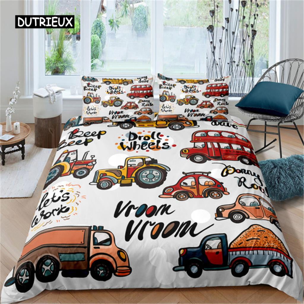 2/3pcs Simple Cartoons Car Bedding Set High Quality Child Excavator ...
