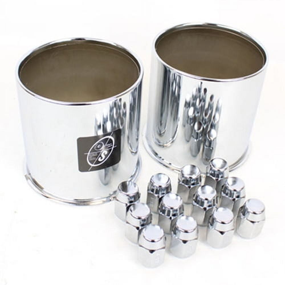 (2) 4.25" Open Ended Center Caps & (12) Chrome trailer wheel lug nuts ...