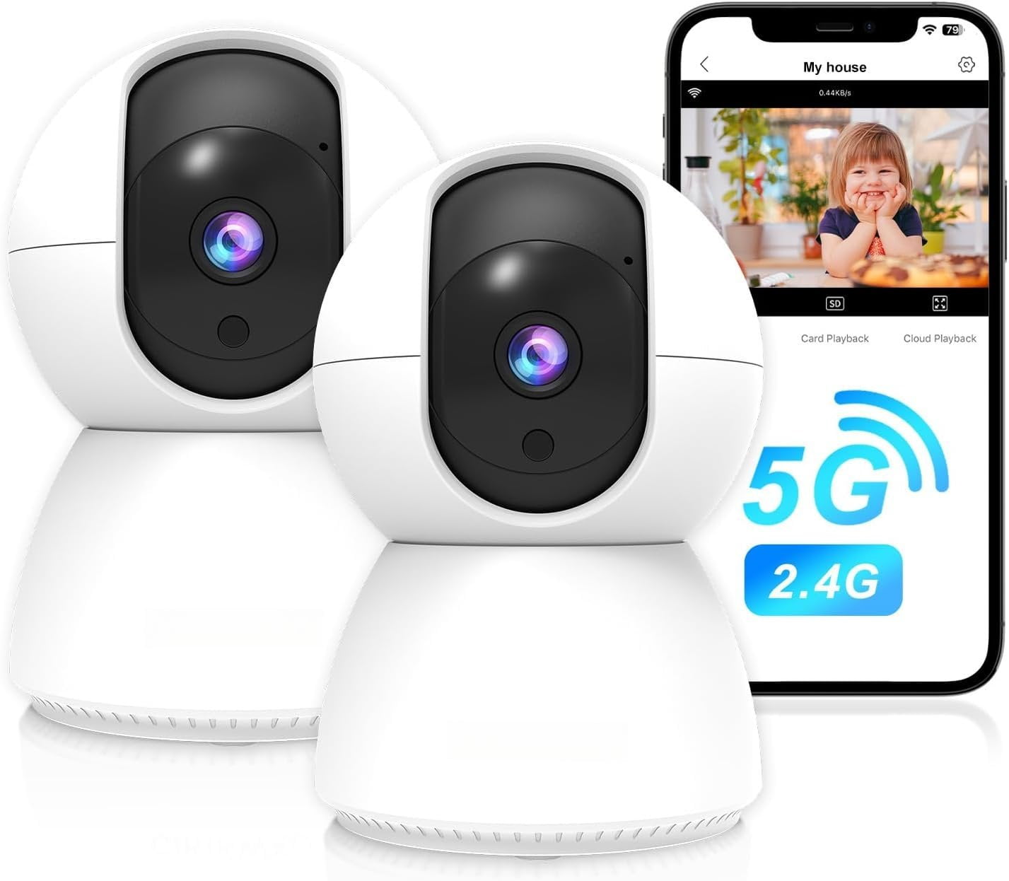 2.4&5G WiFi Indoor Camera, Pan/Tilt Cameras for , , Pet Camera,IR Night ...