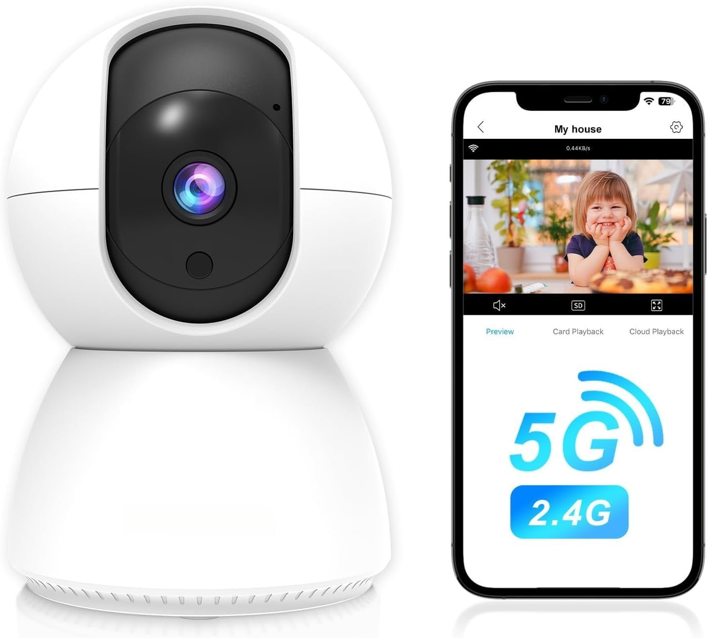 2.4&5GHz WiFi Indoor Camera,/3MP Camera for , 355? Pan/Tilt Pet Cam, IR ...