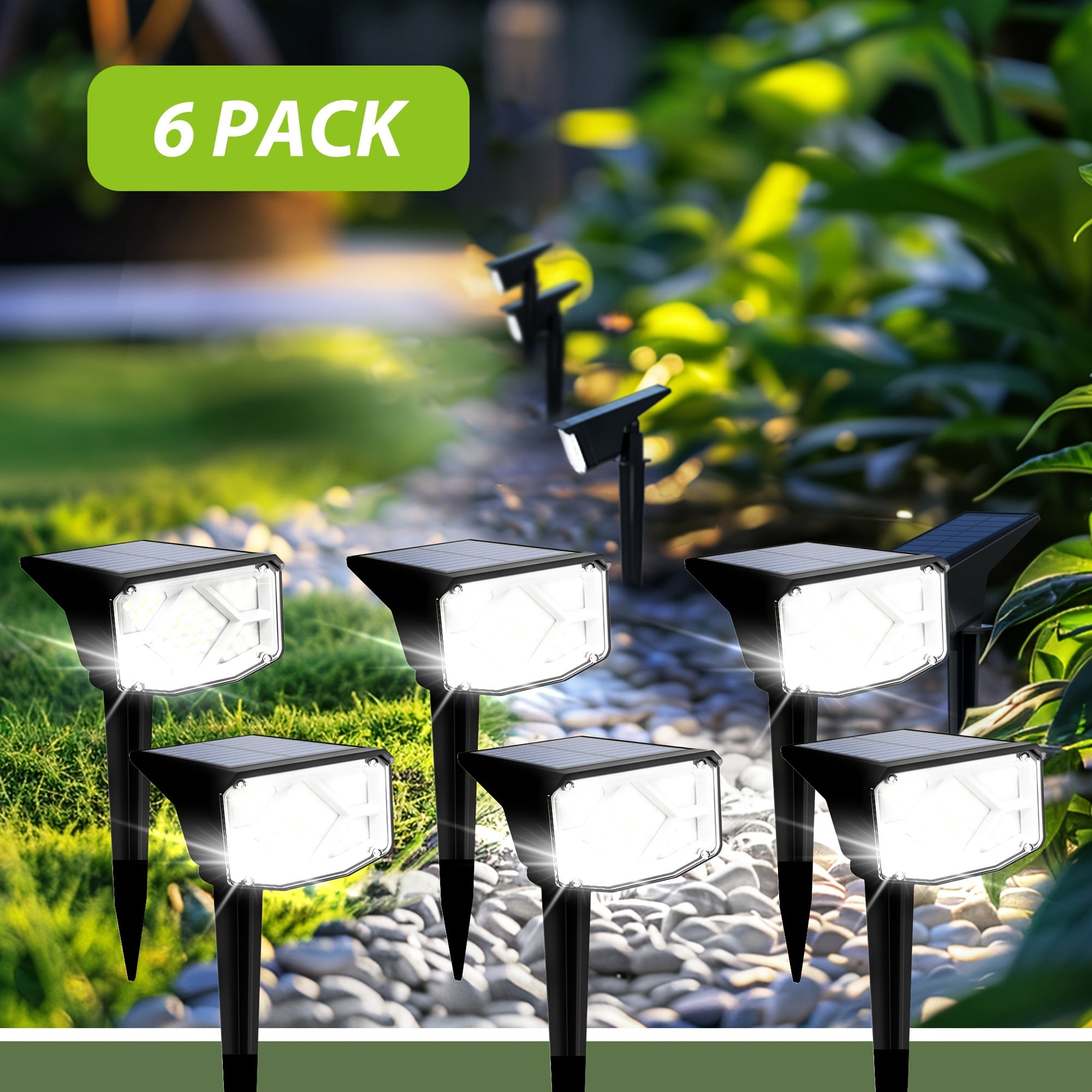 2/4/6/10-Pack Solar Outdoor Spotlights, 38 LED 3-Mode Compact Design ...