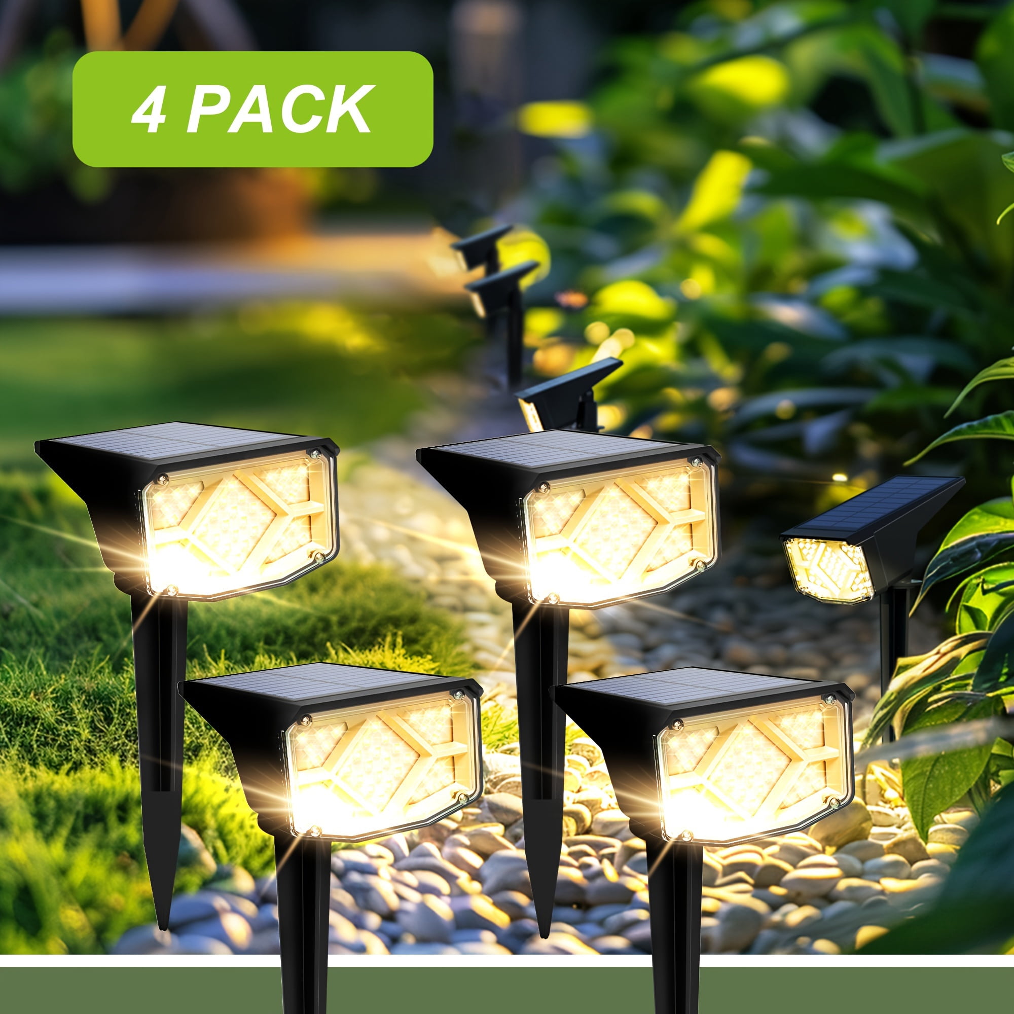 2/4/6/10-Pack Solar Outdoor Spotlights, 38 LED 3-Mode Compact Design ...