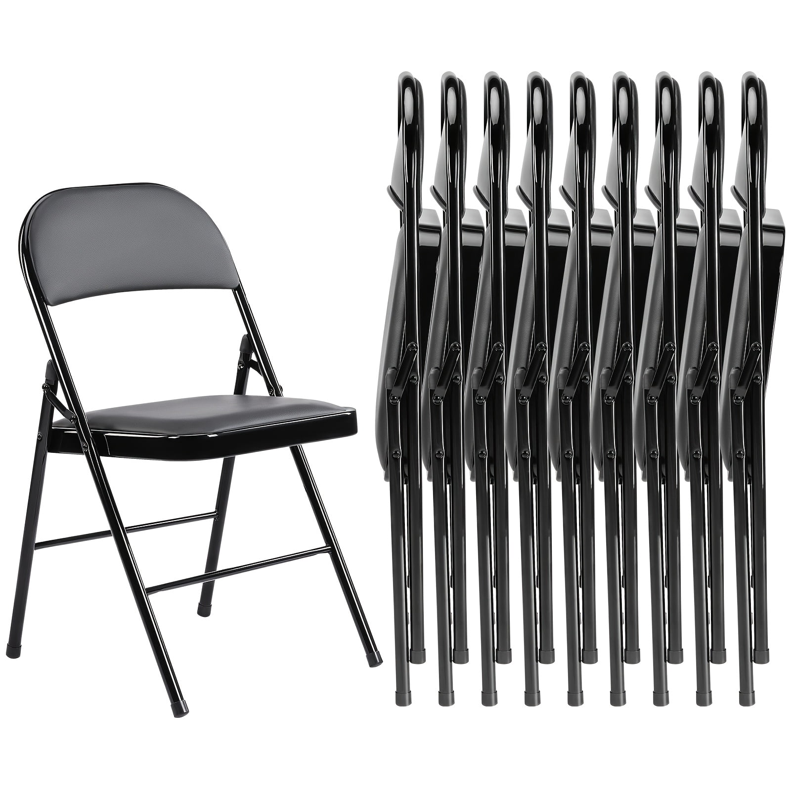 2/4/6/8/10/20 Pack PU Leather Folding Chairs with Padded Seats, Steel ...