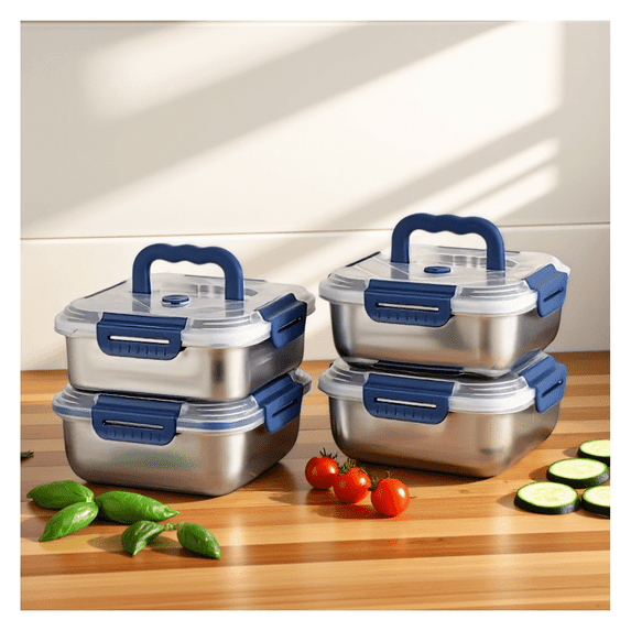 2/4/6/8/10 PCS Extra-Large Stainless Steel Food Storage Containers With ...