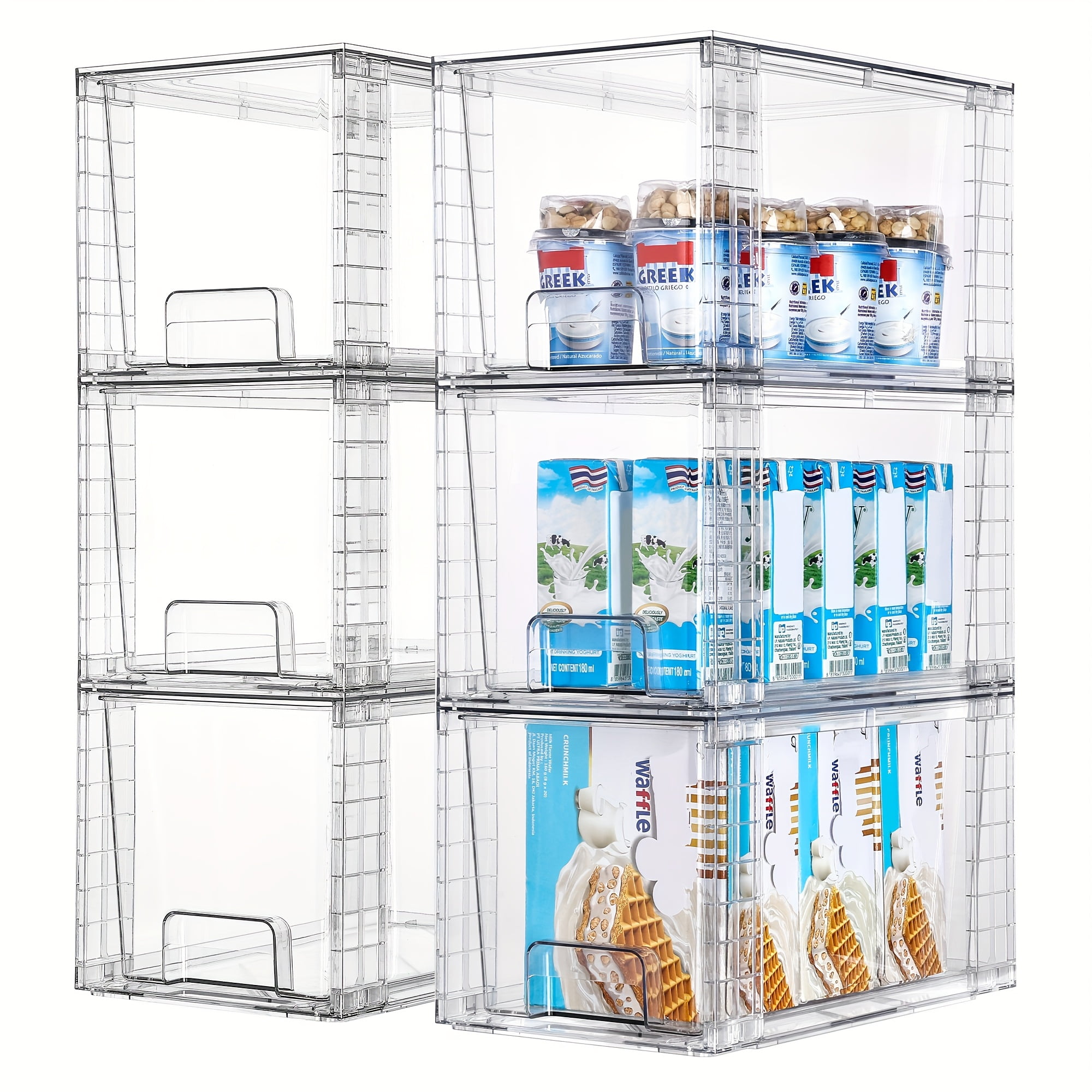 2/4/6/8pcs Clear Stackable Acrylic Food Storage Containers with Lids ...