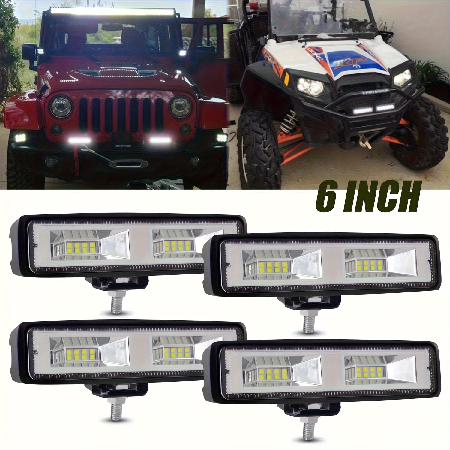 2/4/6/8pcs Straight-shaped LED Work Light White Light with Wide ...