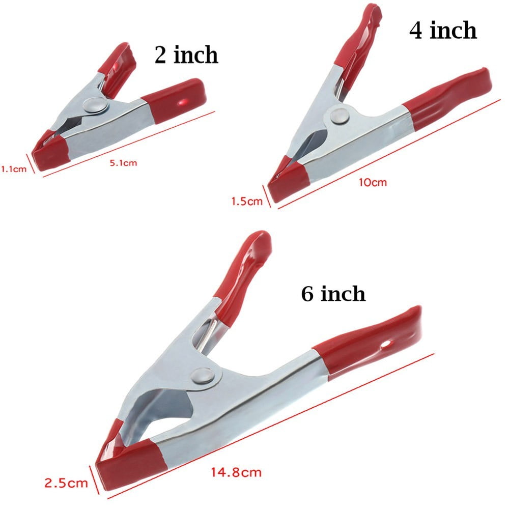 2/4/6 Inch Metal Heavy Duty Spring Clamps Crocodile Clip Red Rubber ...
