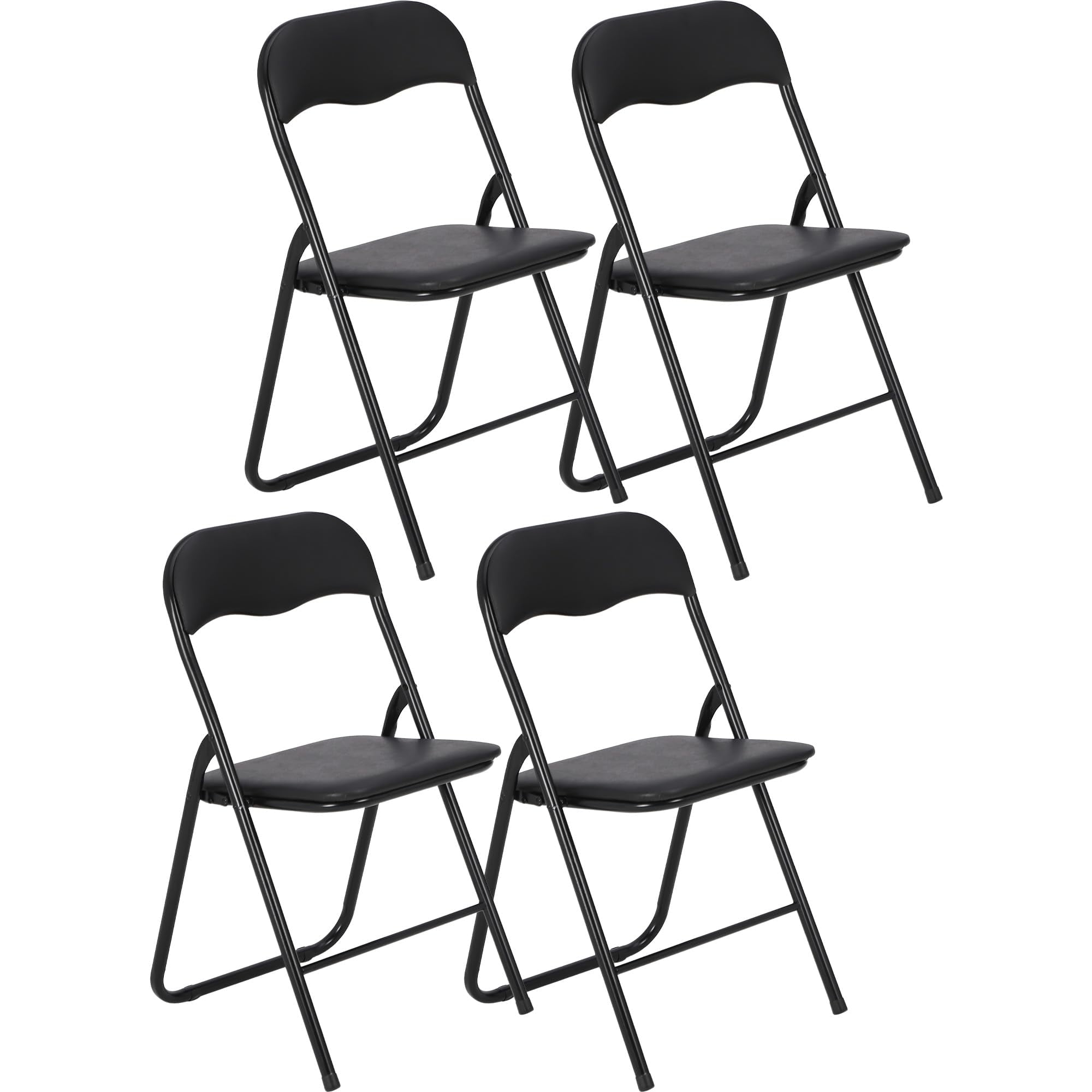 2/4/6 Pack Folding Chairs with Padded Seats, Portable Stackable ...