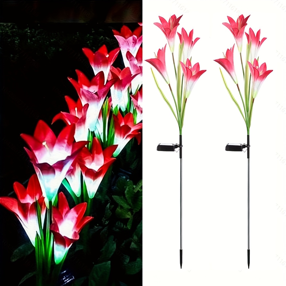 2/4/6-Pack Solar Outdoor Lily Flower Lights - IP65 Waterproof, 7-Color ...