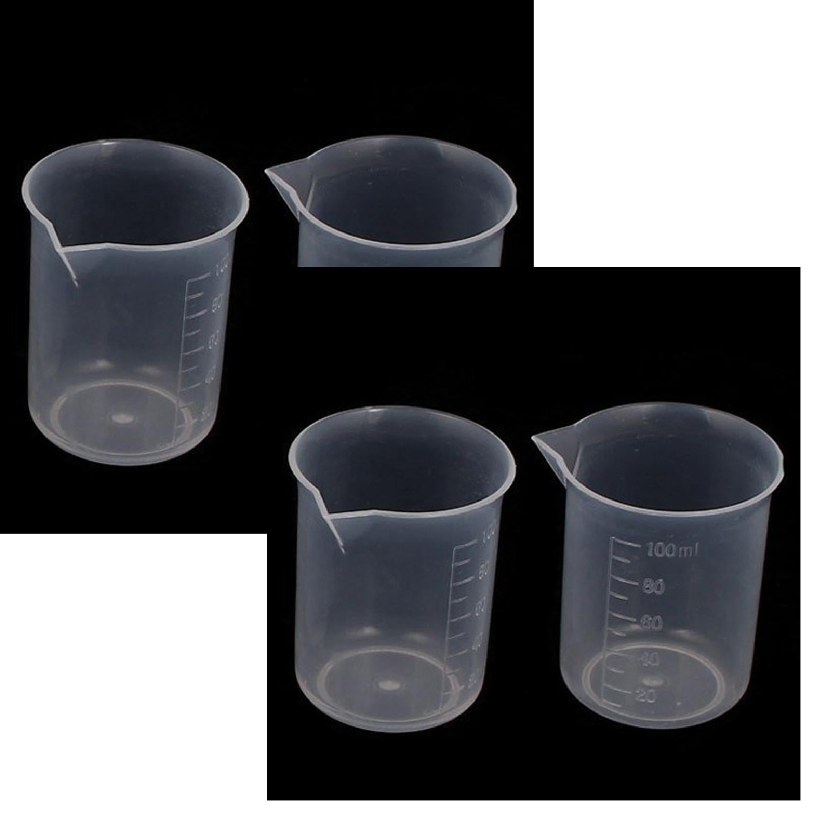 2/4/6 pcsPlastic Graduated Beakers Transparent Lab Measuring Cup 100mL ...