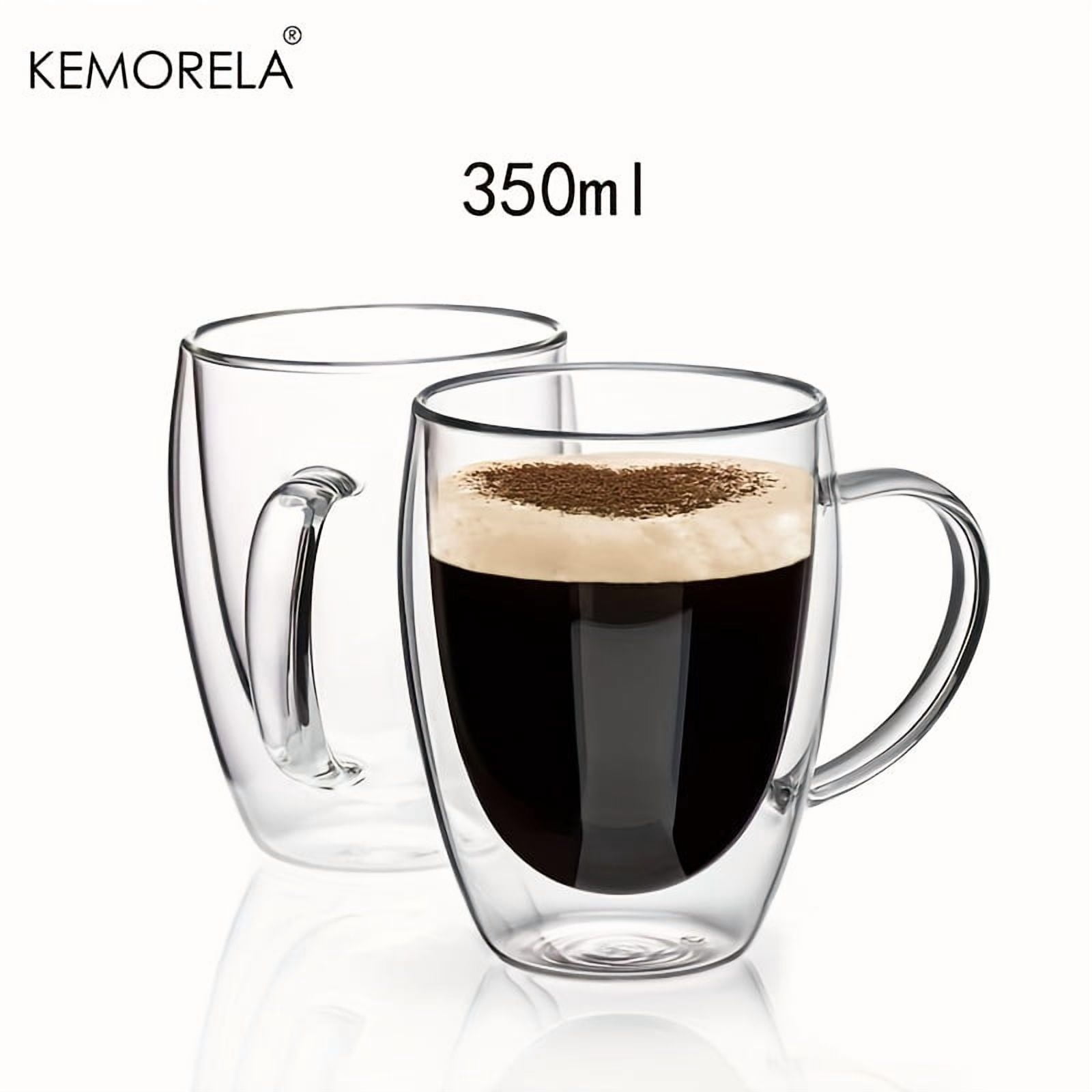 2/4/6PCS 350ML Double Wall Glass Coffee Mug With Handle Transparent ...