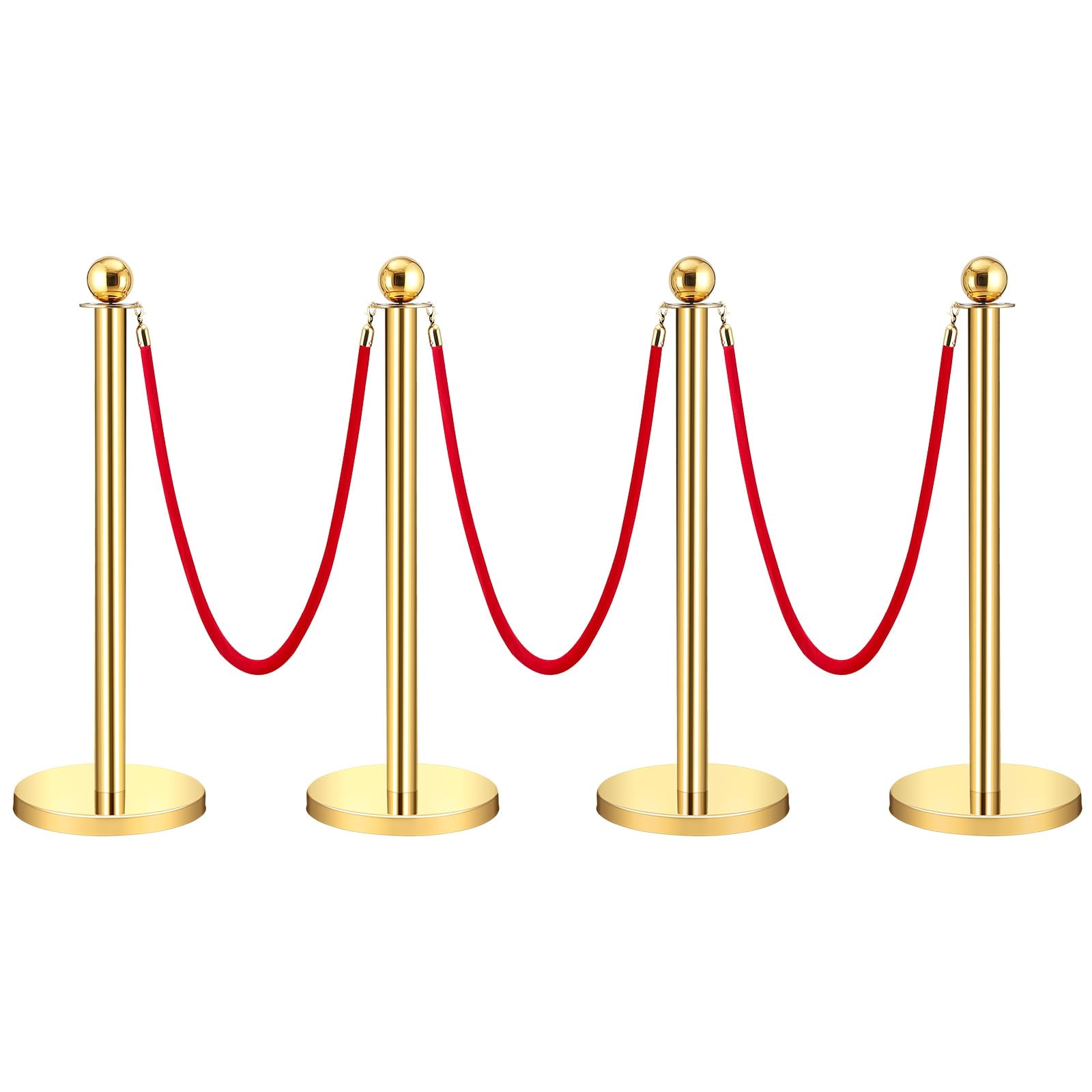 2/4/6PCS Velvet Ropes and Posts, 5 ft Red Velvet Rope Crowd Control ...