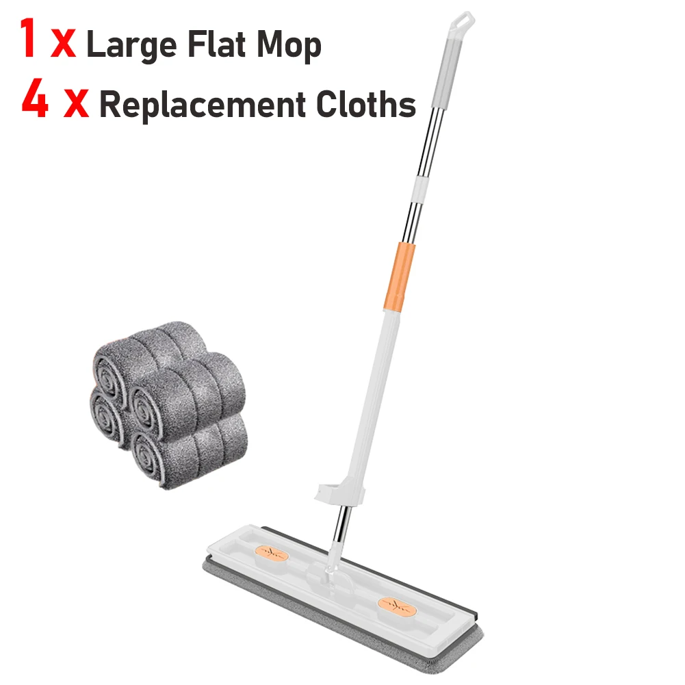 2/4/6Pcs Large Flat Mop Self-contained Slide Microfiber Floor Mop Wet and Dry Mop For Cleaning ...