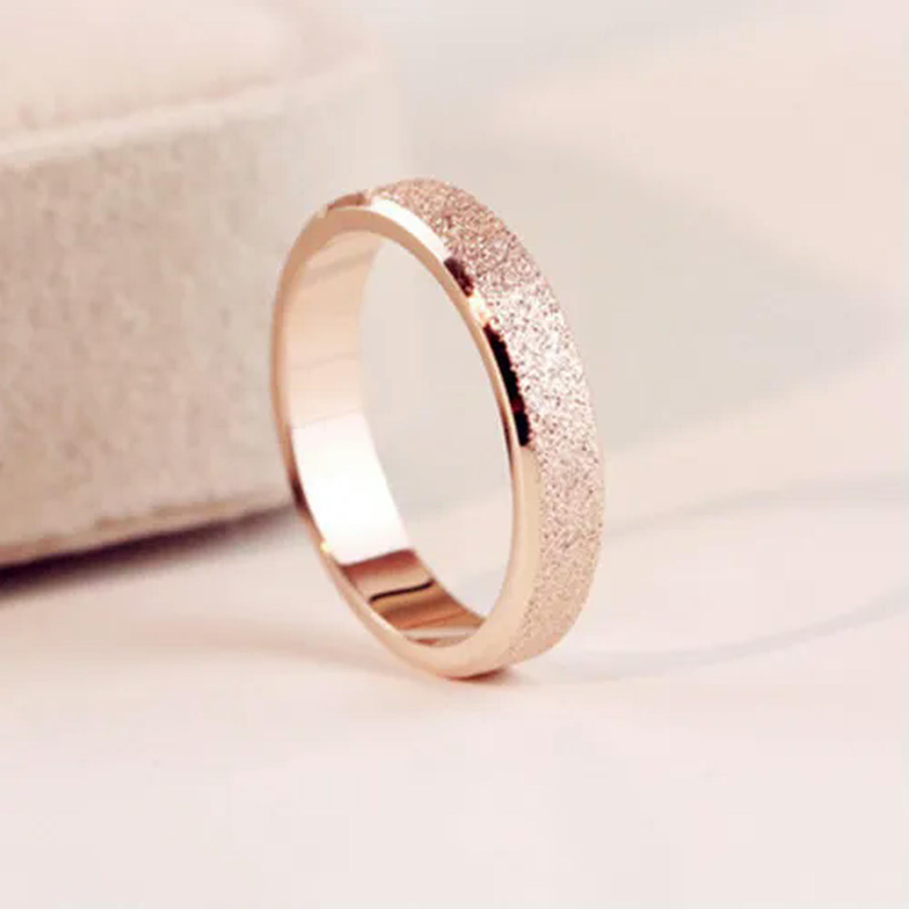 2/4/6mm Rose Gold Frosted Stainless Steel Wedding Band Ring Men/Womens ...