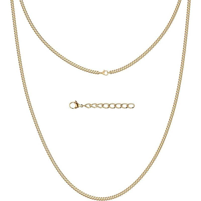 2/4/6mm mens necklace gold/silver chain for men-stainless steel Cuban ...