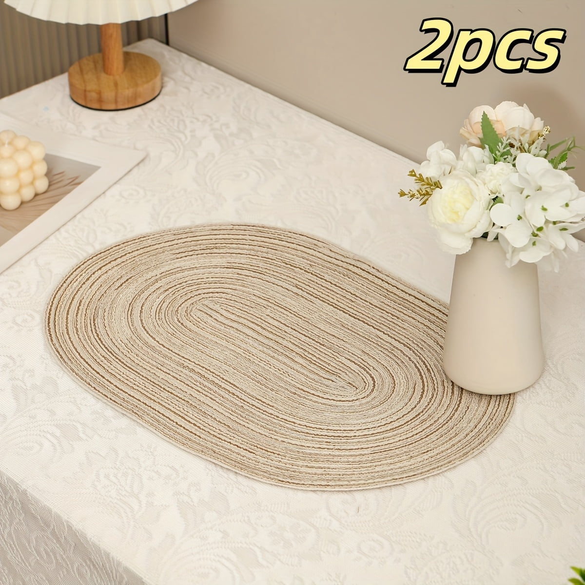 2/4/6pcs Oval Table Placemats, Heat-Resistant & Non-Slip Kitchen Mats ...