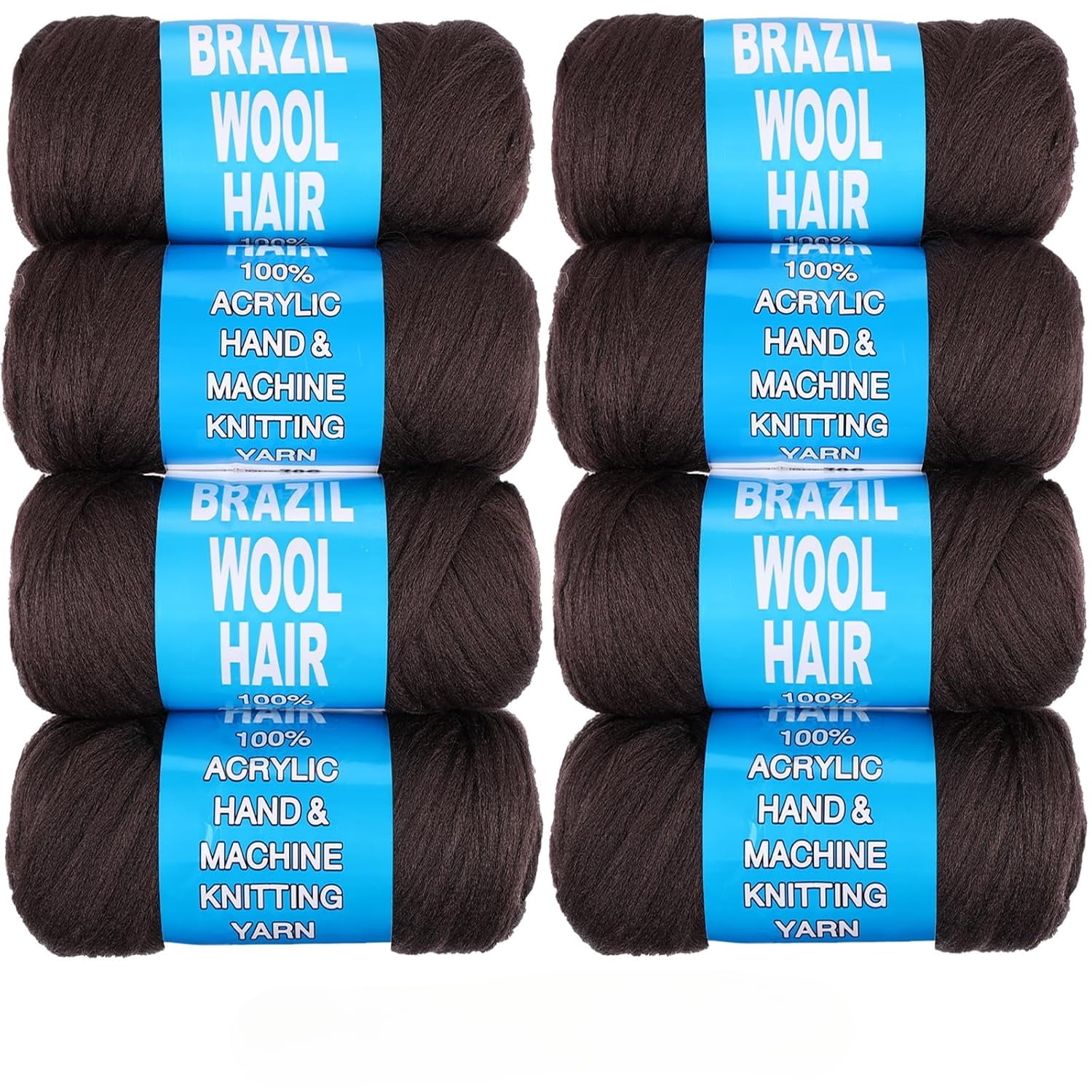 2/4/8 Rolls Brazilian Wool Hair for Braiding Acrylic Hand Knitting Wool ...