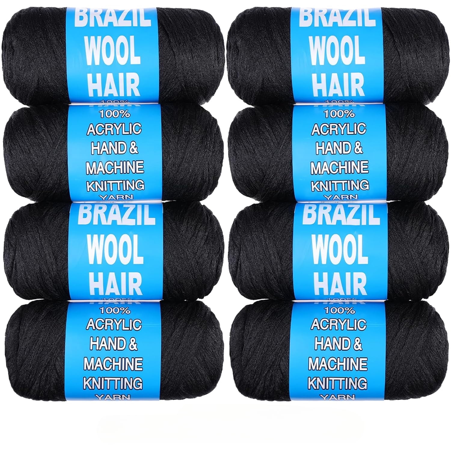 2/4/8 Rolls Brazilian Wool Hair for Braiding Acrylic Hand Knitting Wool ...