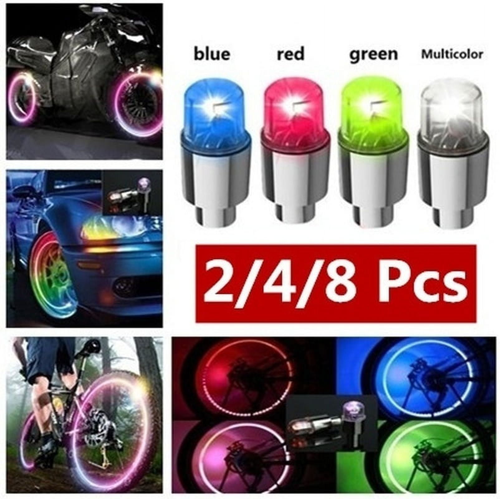 2/4/8pcs Bike Car Motorcycle Wheel Tire Tyre Valve Cap Flash LED Light ...