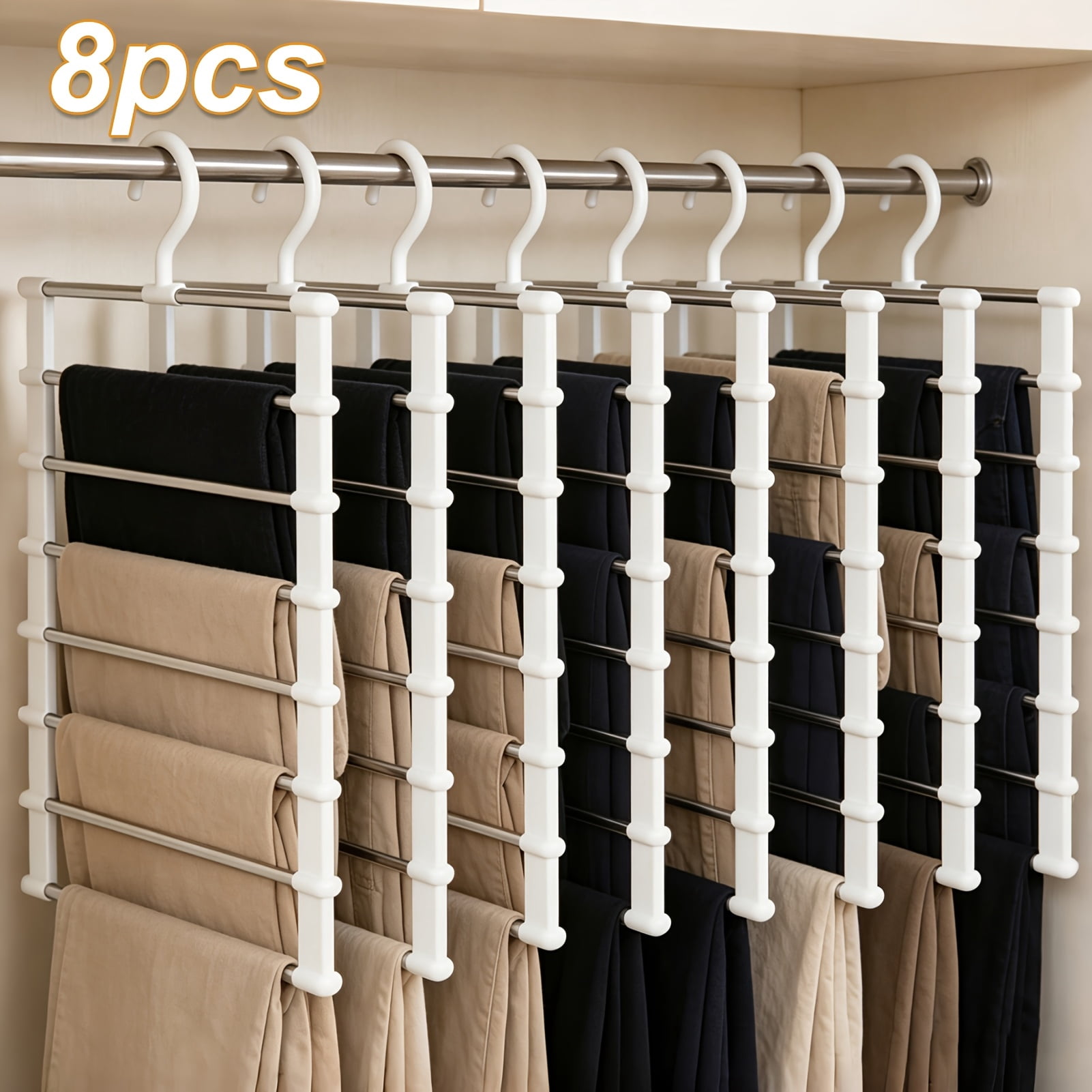 Lakwi 2/4/8pcs Foldable Multi-Layer Pants Hanger - Stainless Steel Non ...