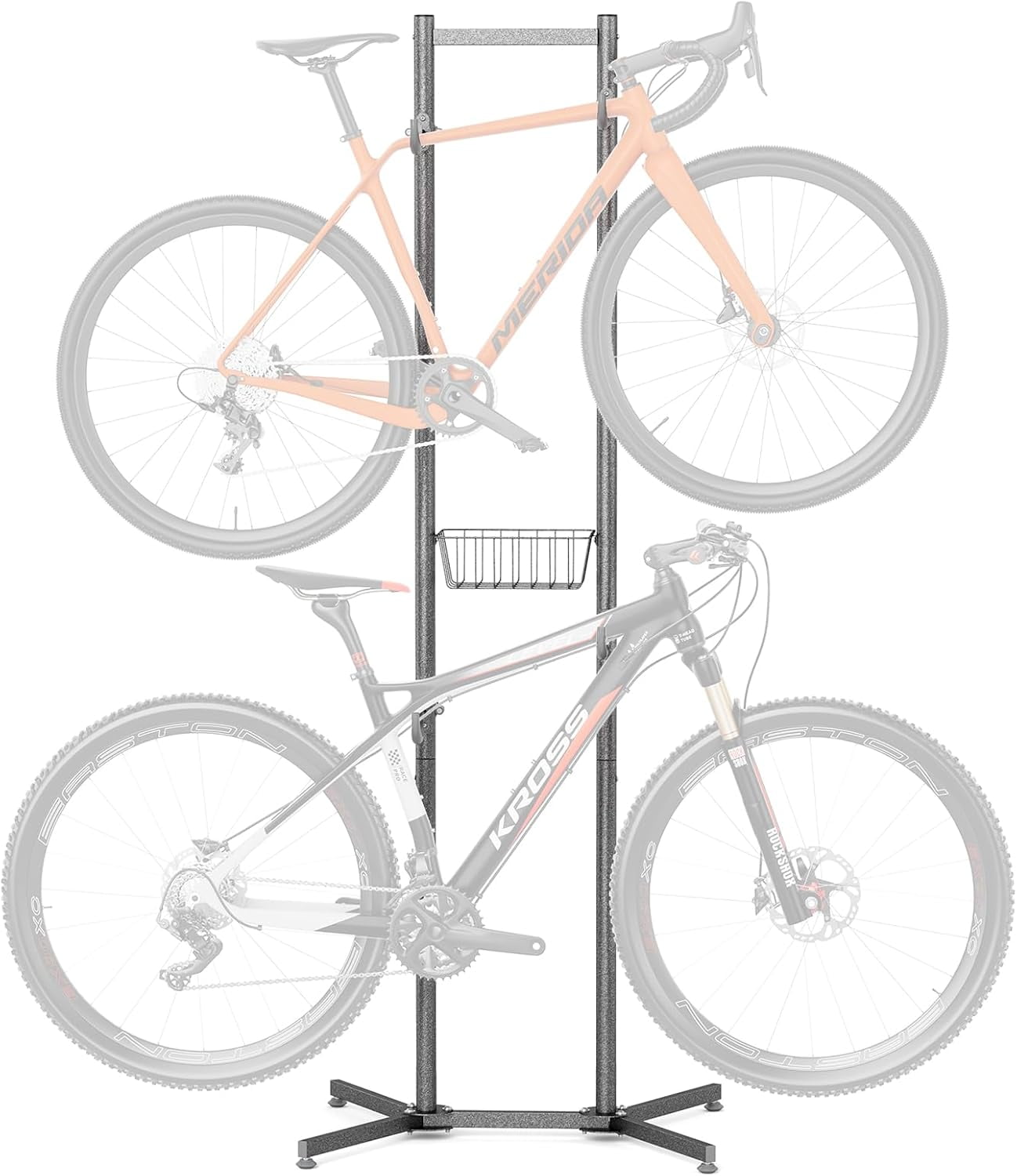 2-/4-Bike Storage Rack with Basket - Indoor Bike Rack for Garage/Apartment - Road Mountain and ...