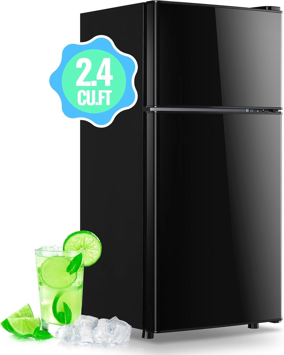 2.4 Cu.Ft Mini Fridge with Freezer & Double Door Small Tiny Size ...