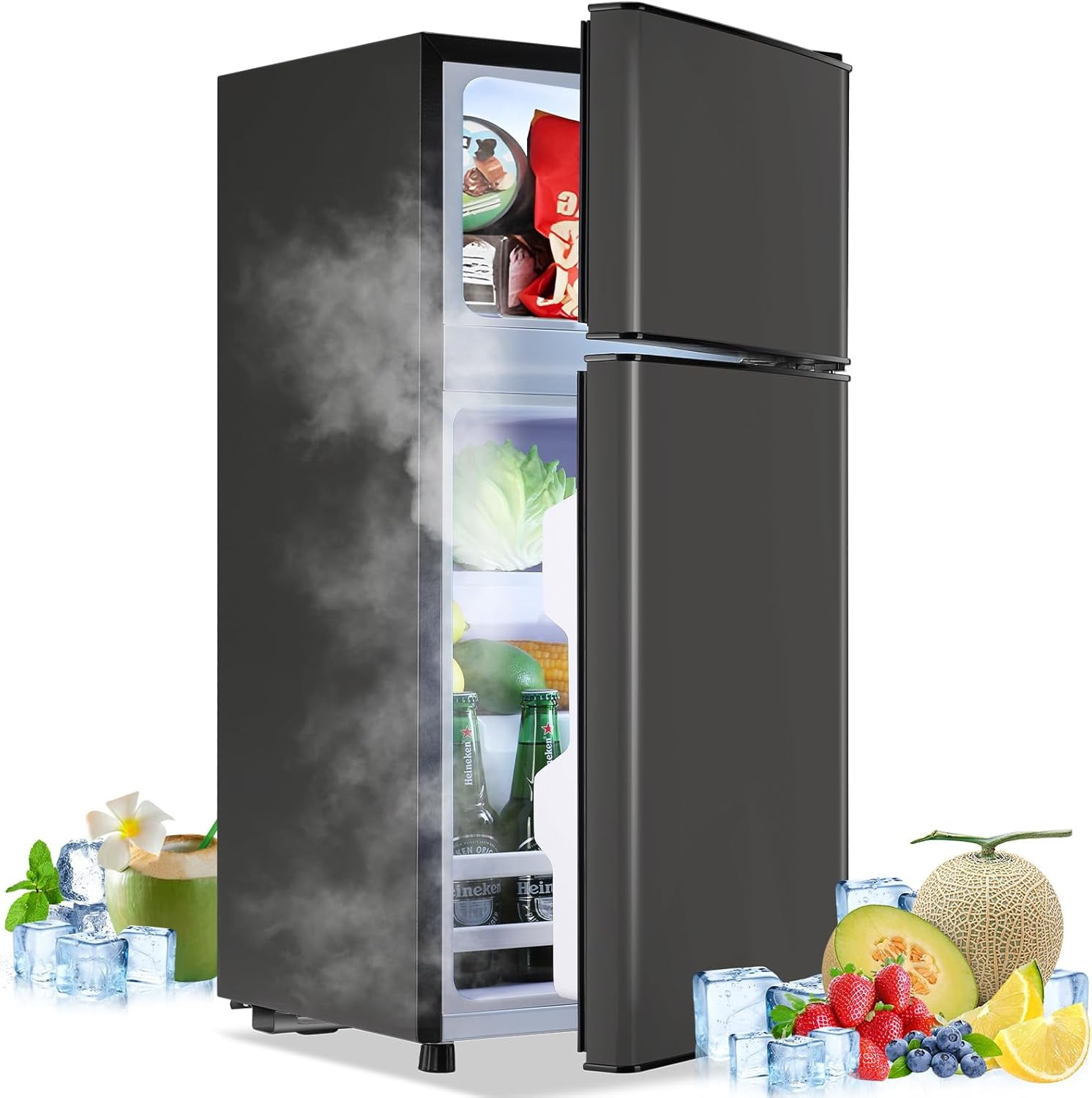 2.4 Cu.ft Mini Fridge with Freezer Compact Fridge Refrigerator Dual ...