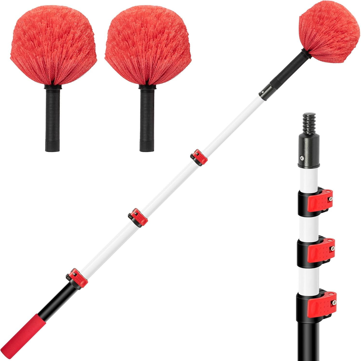 2-4 FT Cobweb Duster with Extension Pole, 10 FT High Reach Spider Web ...