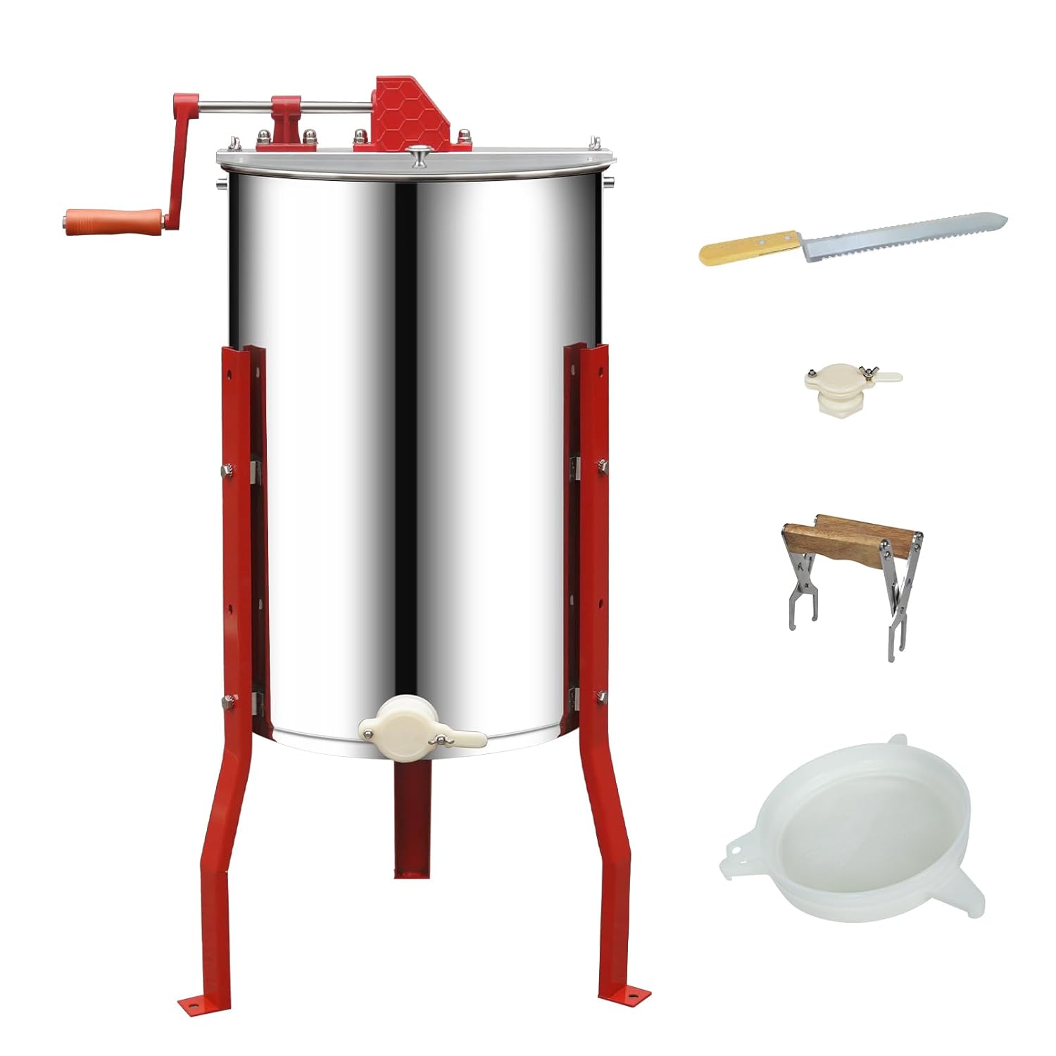2/4 Frames Manual Honey Extractor Kit Include Frame Grip, Uncapping ...