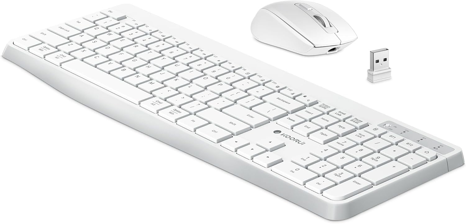 2.4 GHz/Bluetooth Wireless Keyboard and Mouse,Rechargeable Silent ...