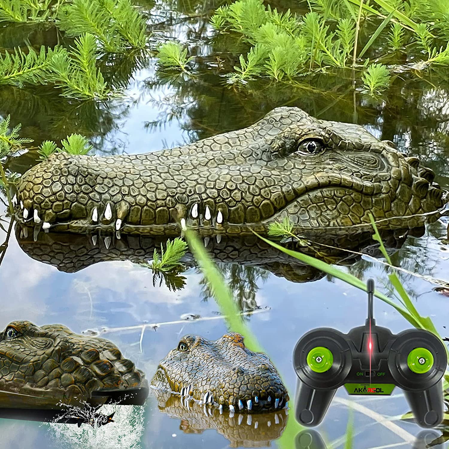 2.4 GHz Remote Control Alligator Head RC Boats for Adults and Kids ...
