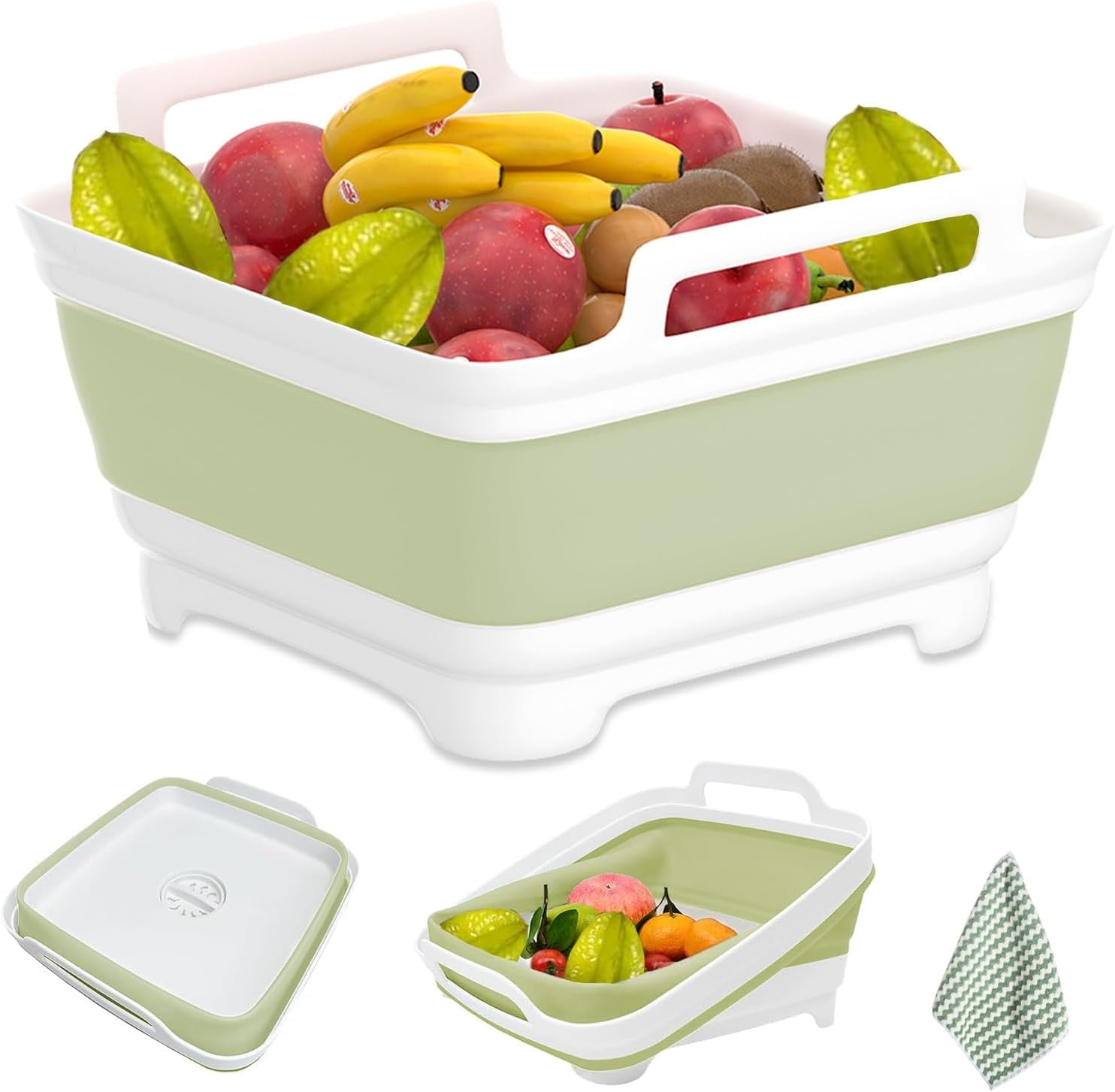 2.4 Gal(9L) Collapsible Dish Basin,Collapsible Kitchen Sink with Drain ...