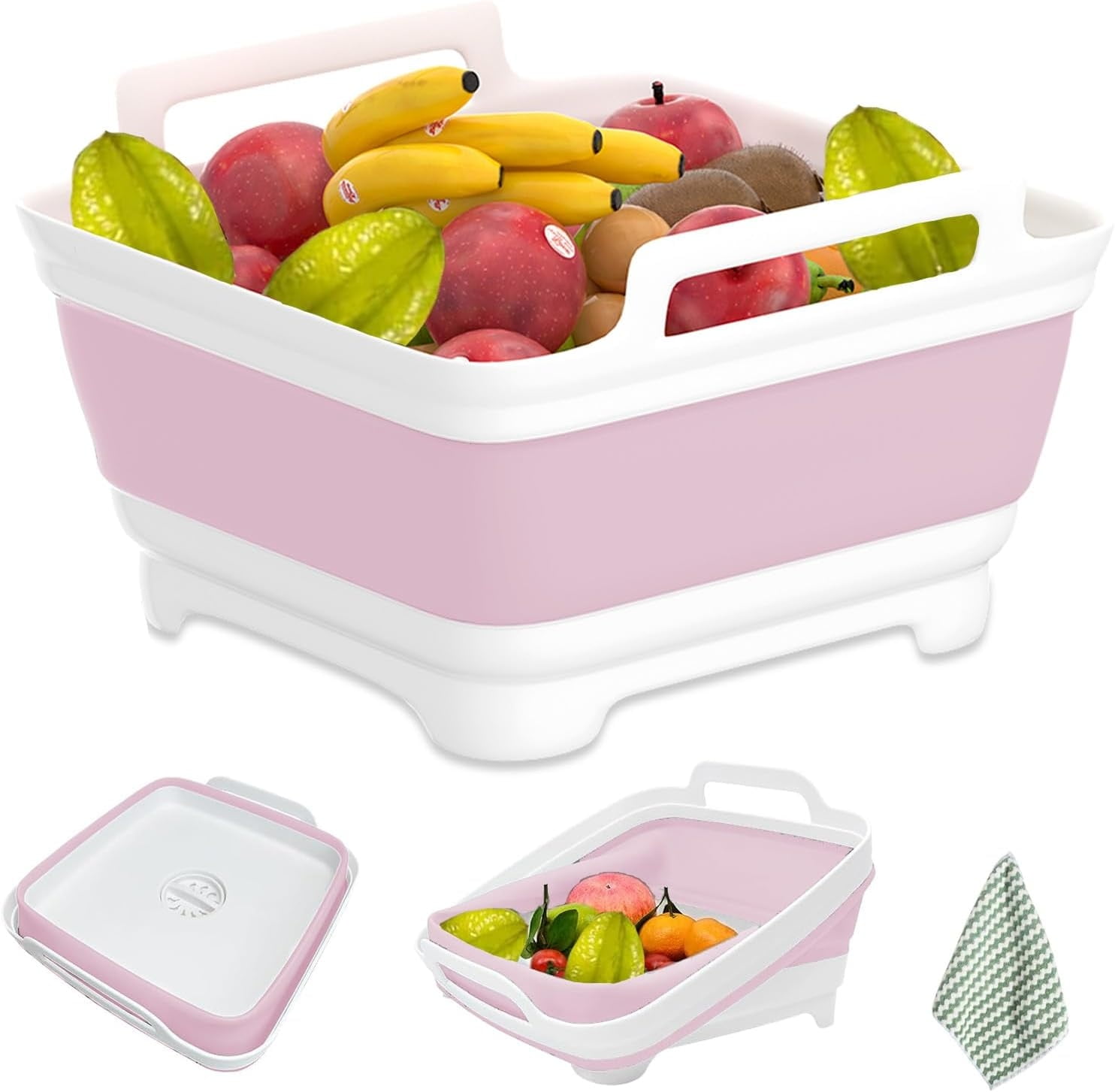 2.4 Gal(9L) Collapsible Dish Basin,Collapsible Kitchen Sink with Drain ...