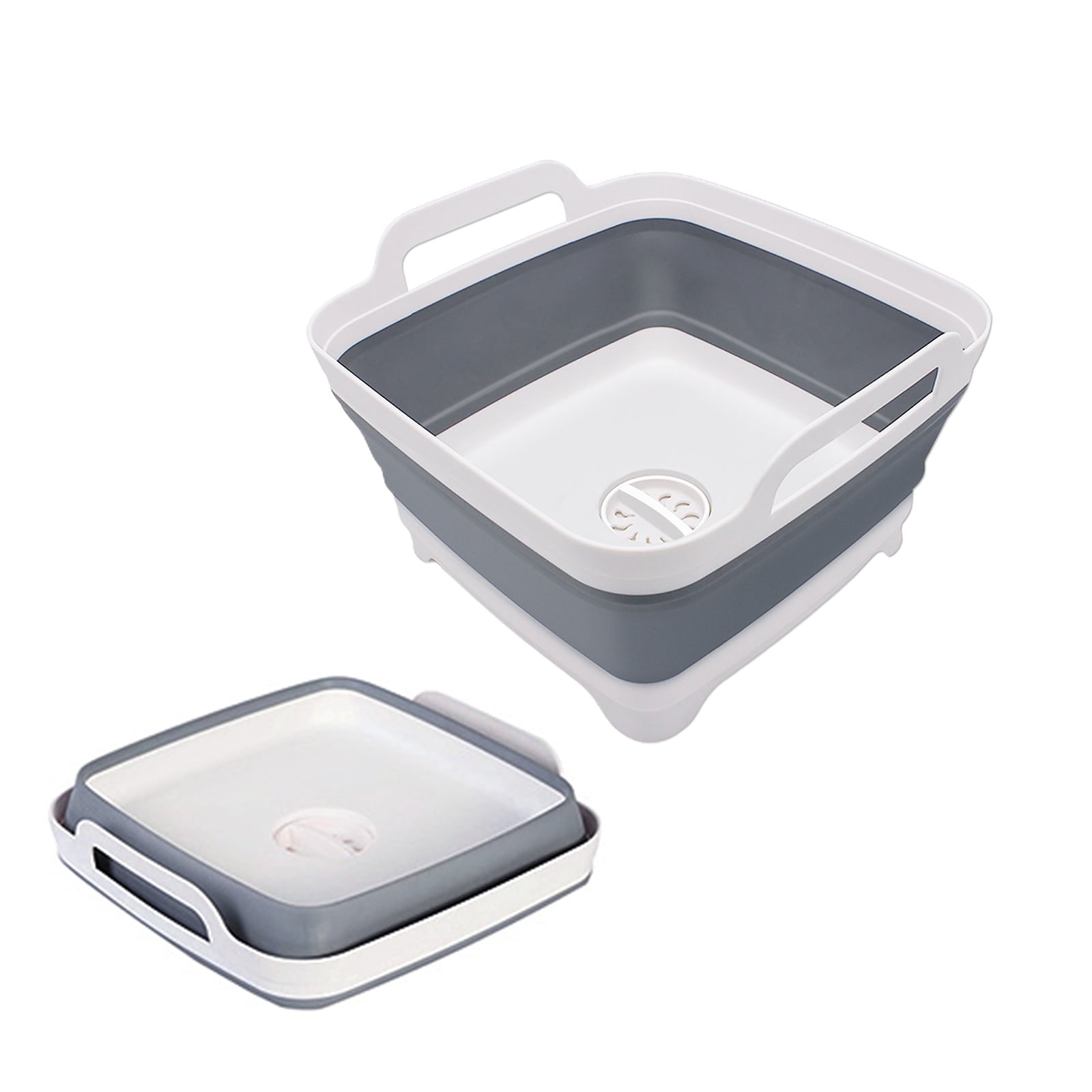 PACOLO Collapsible Dish Basin with Drain Plug, 2.4 Gal, Foldable Sink ...