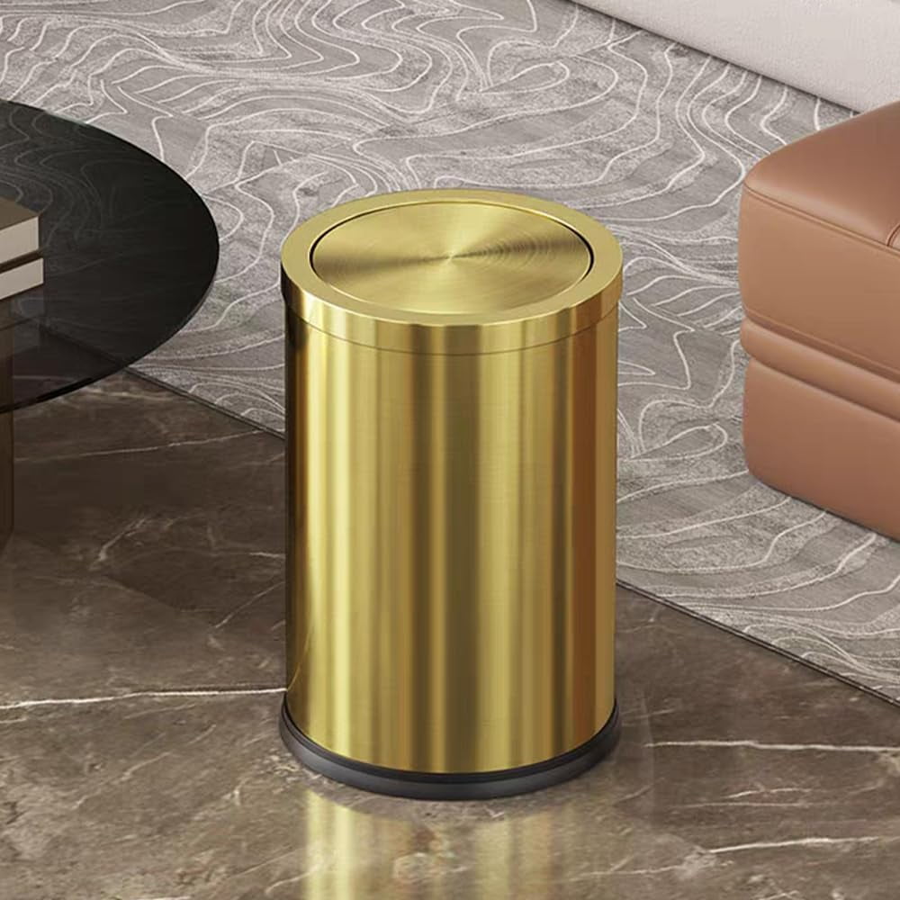 2.4 Gallon Brass Gold Bathroom Trash Can, Fancy Waste Basket Powder ...