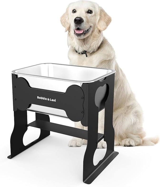 2.4 Gallon Elevated Large Dog Water Bowl,14" Raised Stainless Steel ...