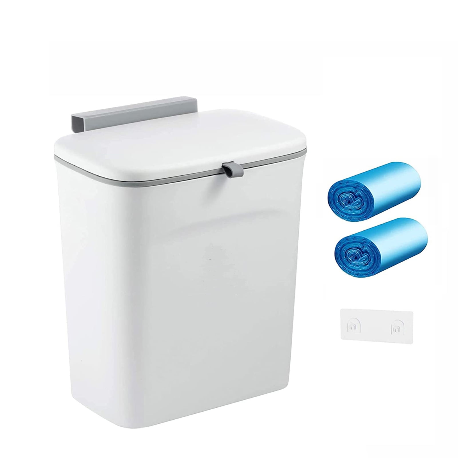 2.4 Gallon Hanging Trash Can with Lid Cleaning Scraper Counter Top ...